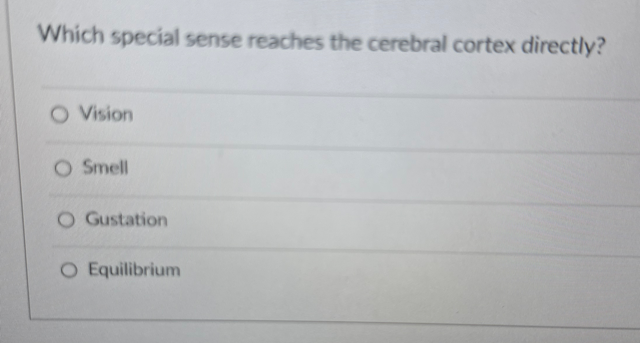 Solved Which special sense reaches the cerebral cortex | Chegg.com