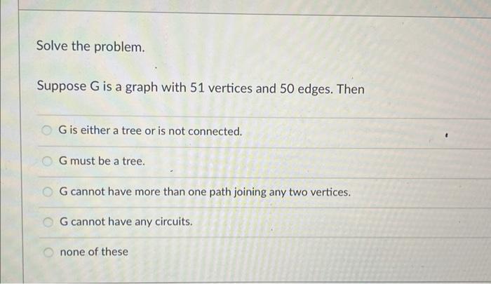 Solved Solve the problem. Suppose G is a graph with 51 | Chegg.com