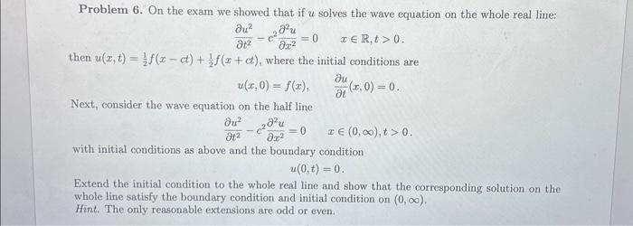Solved ∂t2∂u2−c2∂x2∂2u=0x∈R,t>0. then | Chegg.com
