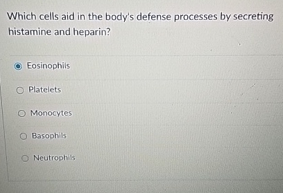 Solved Which cells aid in the body's defense processes by | Chegg.com