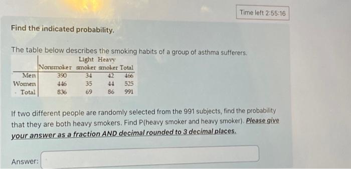 Solved Find the indicated probability. The table below | Chegg.com