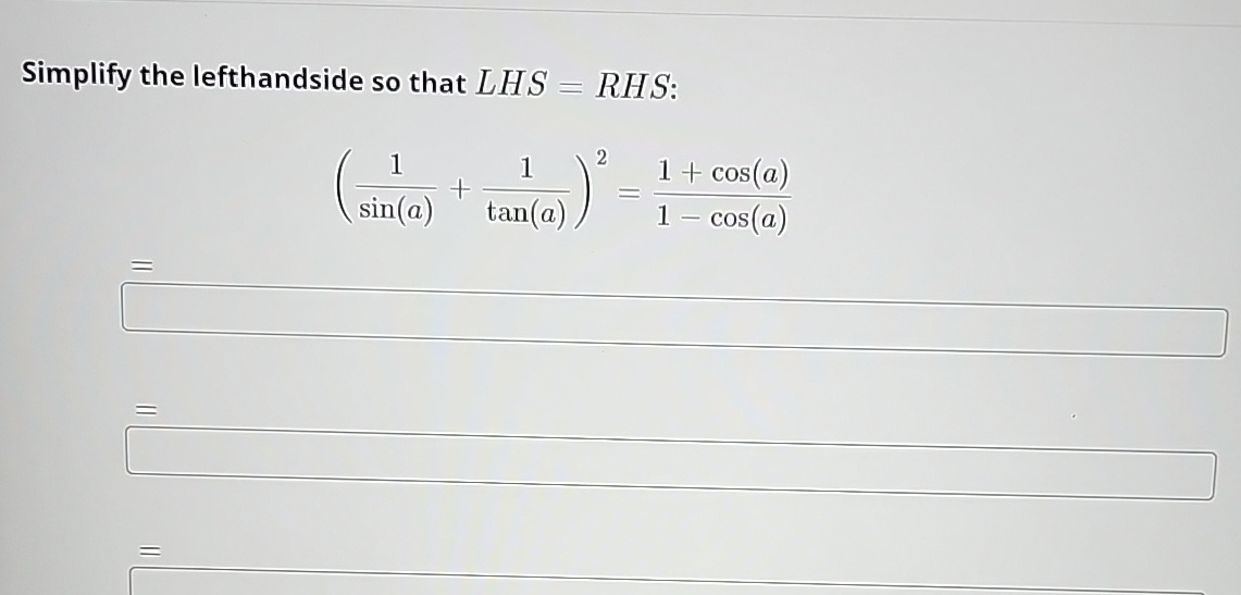 Solved Simplify the lefthandside so that LHS=RHS | Chegg.com