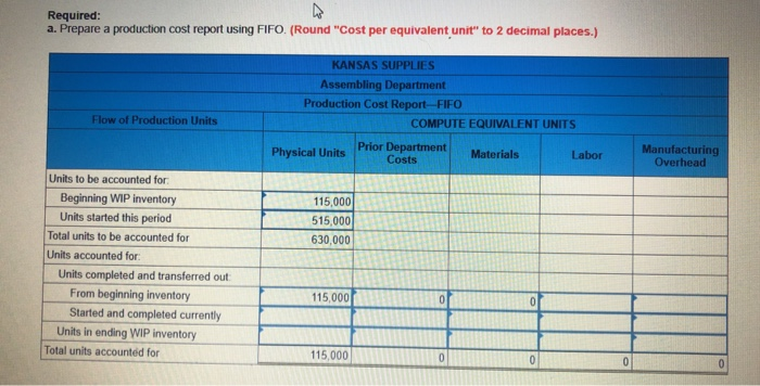 Solved Problem 8-49 Prepare a Production Cost Report FIFO | Chegg.com