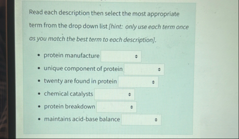 Solved Read each description then select the most | Chegg.com