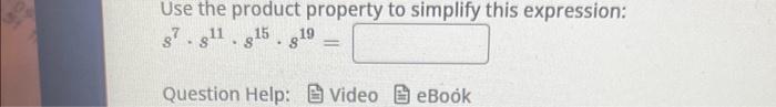 Solved Use the product property to simplify this expression: | Chegg.com
