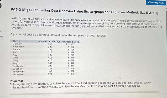 Solved Required: 3. Using the high-low method, calculate | Chegg.com