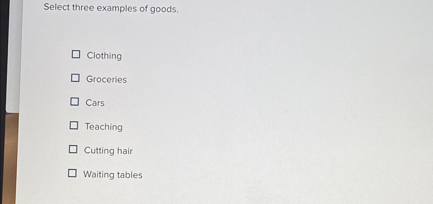 Solved Select three examples of | Chegg.com