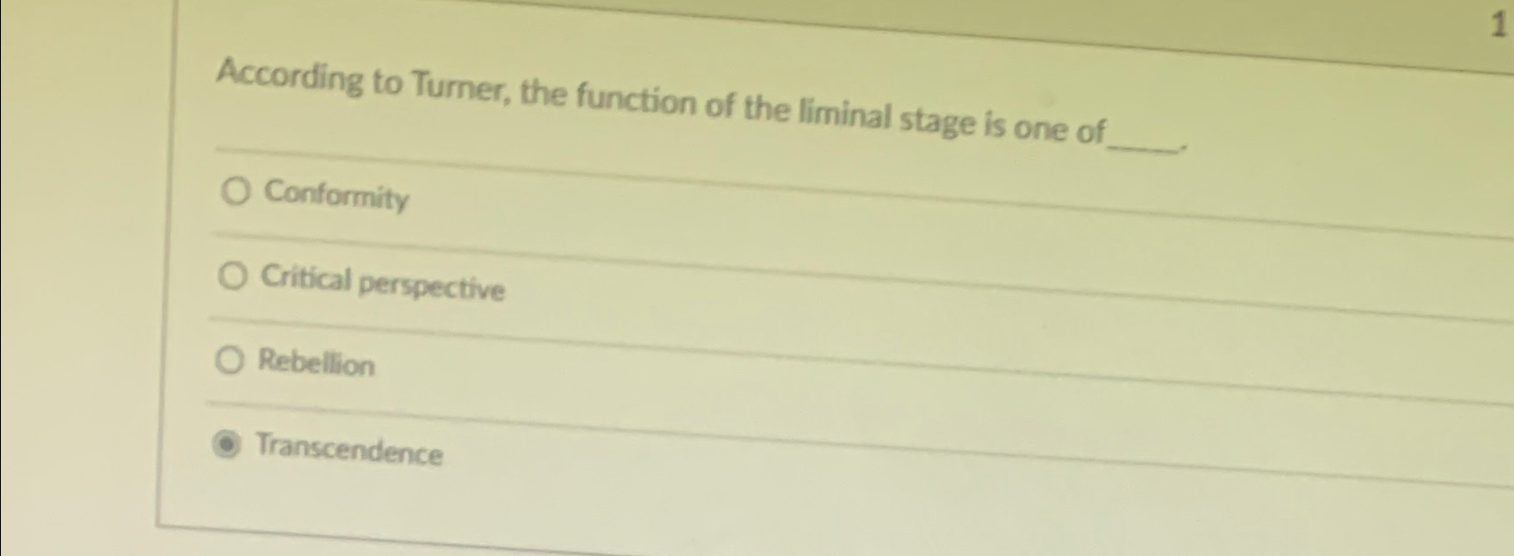 Solved According to Turner, the function of the liminal | Chegg.com