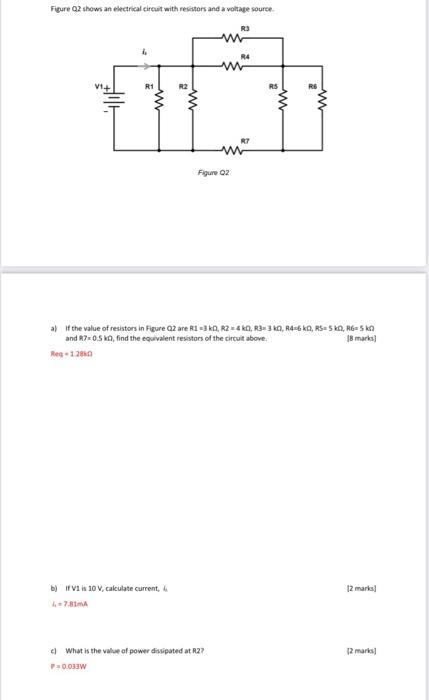 Solved Figure Q2 shows an electrical cireul with resistors | Chegg.com