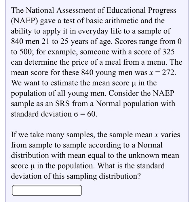 Solved The National Assessment of Educational Progress | Chegg.com