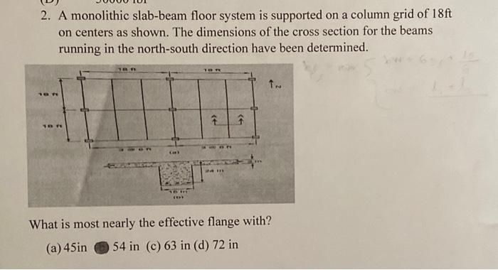 Solved 2. A monolithic slab-beam floor system is supported | Chegg.com