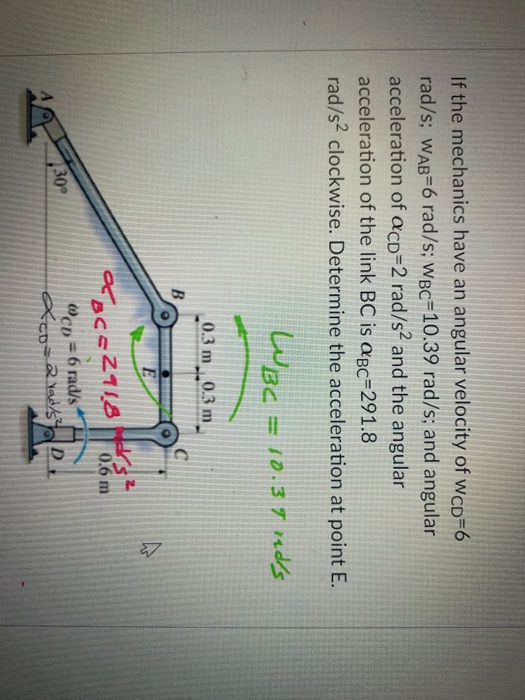 Solved If the mechanics have an angular velocity of WcD=6 | Chegg.com