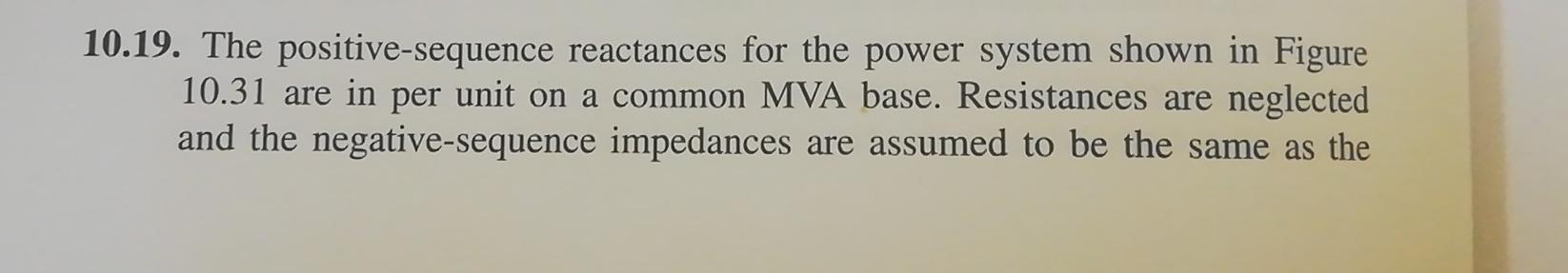 Solved 10.19. The positive-sequence reactances for the power | Chegg.com