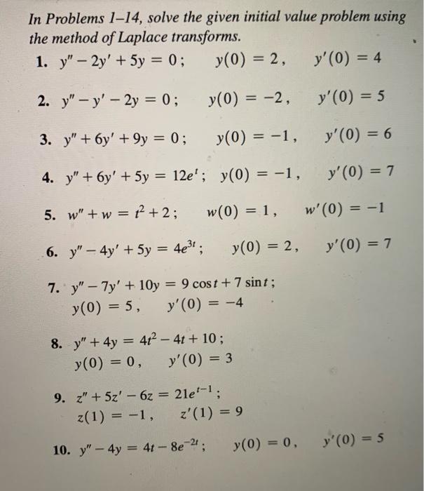 Solved In Problems 1-14, solve the given initial value | Chegg.com