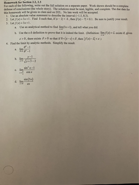 Solved Homework for Section 2.2, 2.3 For each of the | Chegg.com
