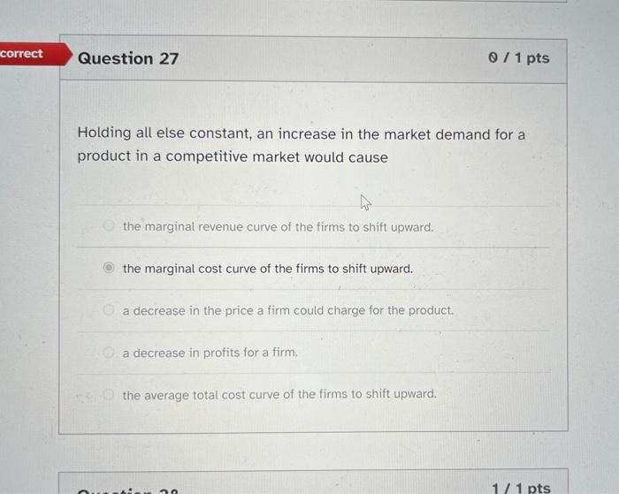 Solved Holding all else constant, an increase in the market | Chegg.com