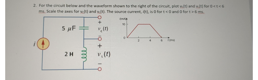 Solved 2. For the circuit below and the waveform shown to | Chegg.com