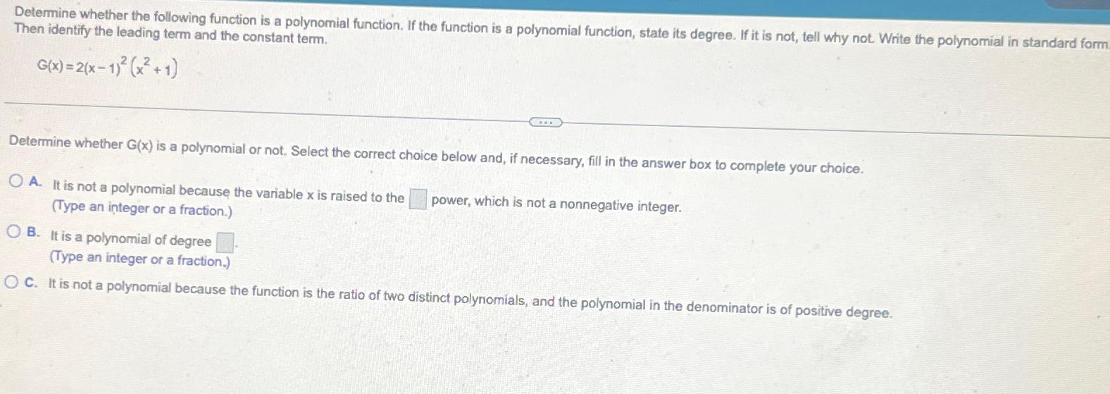 Solved Determine whether the following function is a | Chegg.com