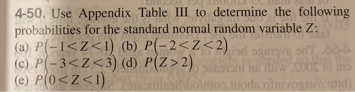 Solved 4-50. Use Appendix Table III to determine the | Chegg.com