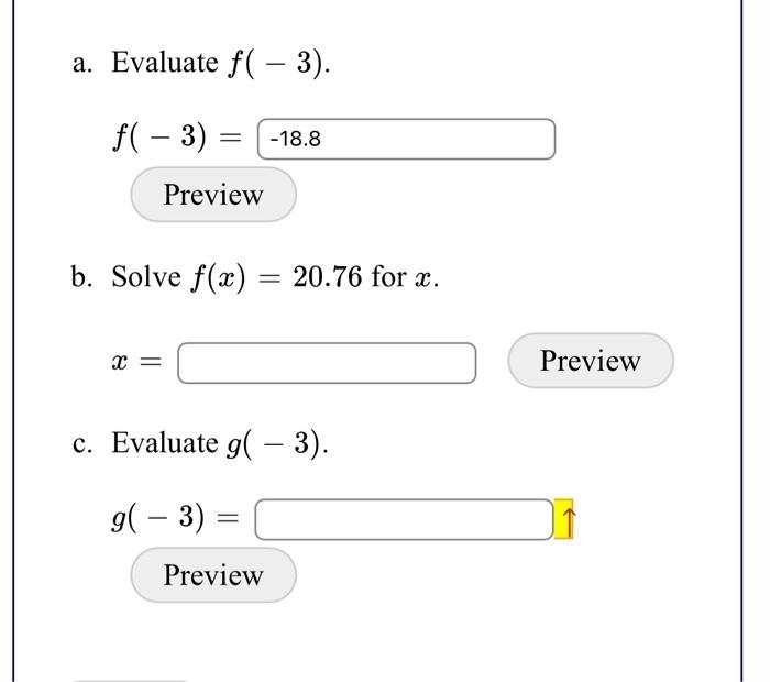 Solved a. Evaluate f(7) f(7)= b. Evaluate g(7). g(7)= c. | Chegg.com
