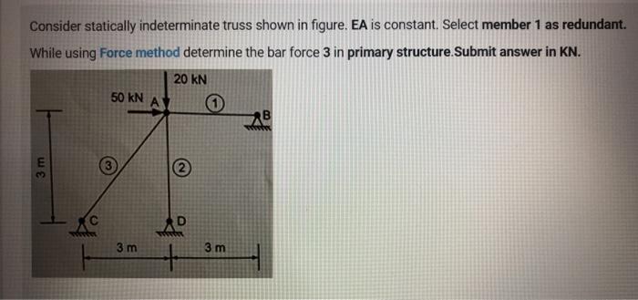 Solved Consider statically indeterminate truss shown in | Chegg.com
