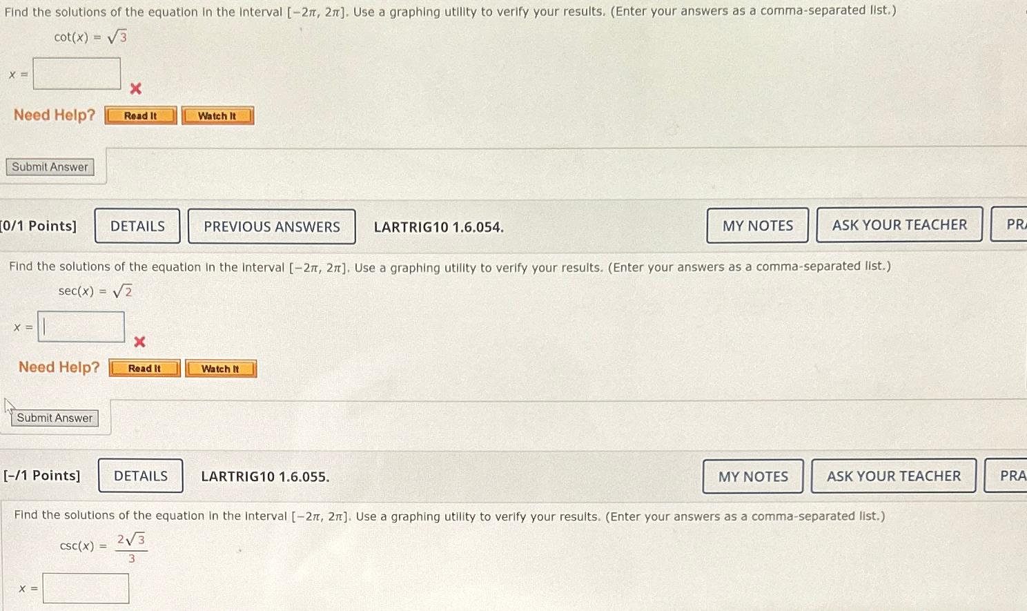 Solved Find the solutions of the equation In the Interval | Chegg.com