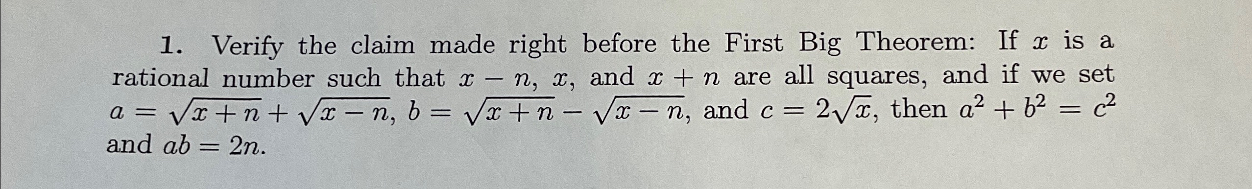 Solved Verify the claim made right before the First Big | Chegg.com