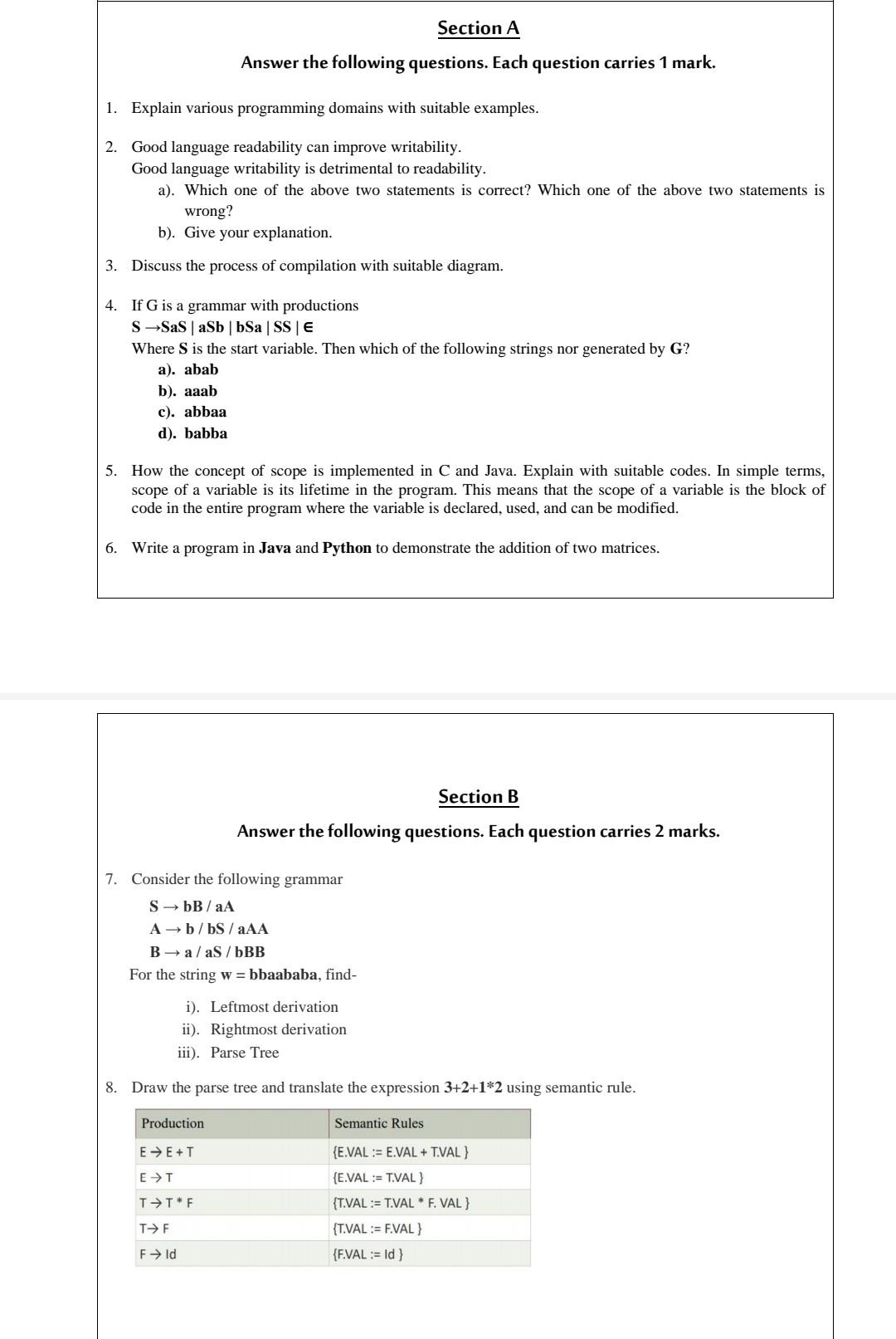 Solved Section A Answer the following questions. Each | Chegg.com