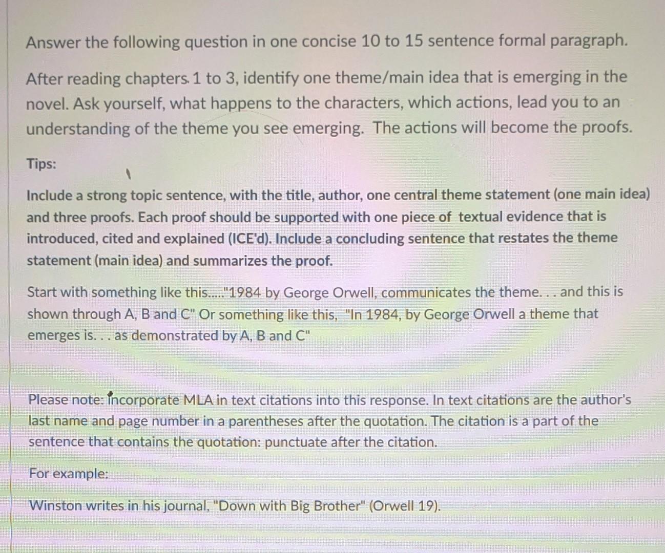 Based on the first three chapters of the book 1984 by | Chegg.com