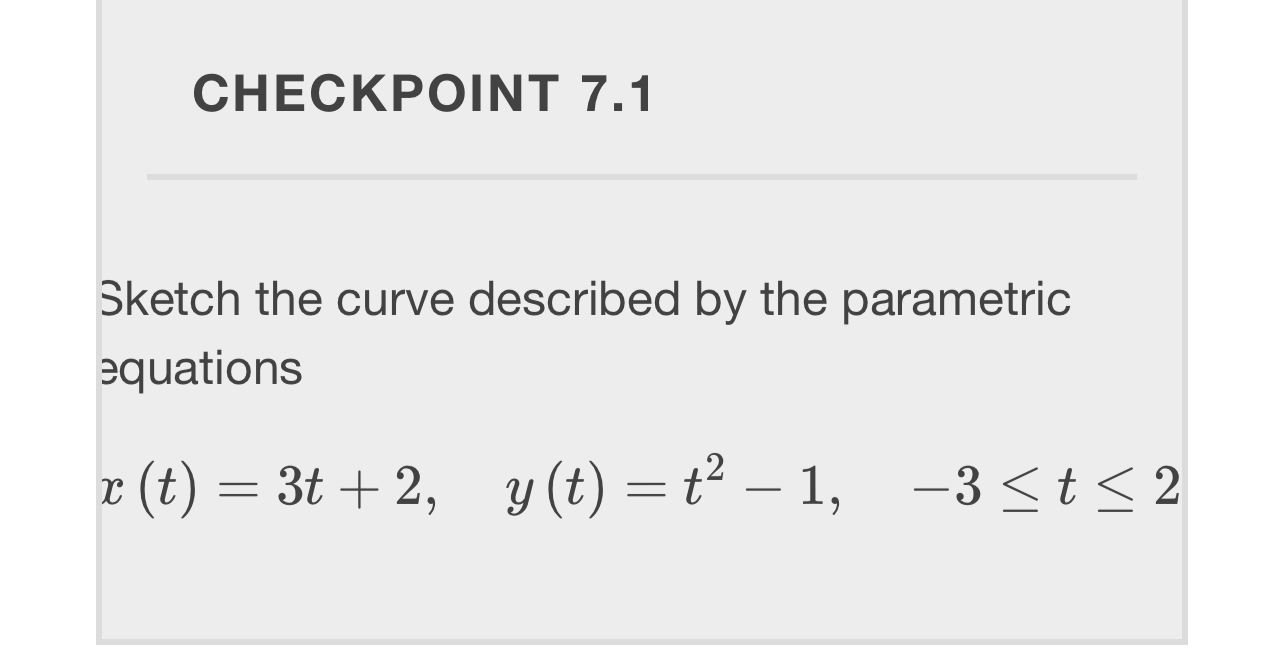 Solved CHECKPOINT 7.1Sketch the curve described by the | Chegg.com