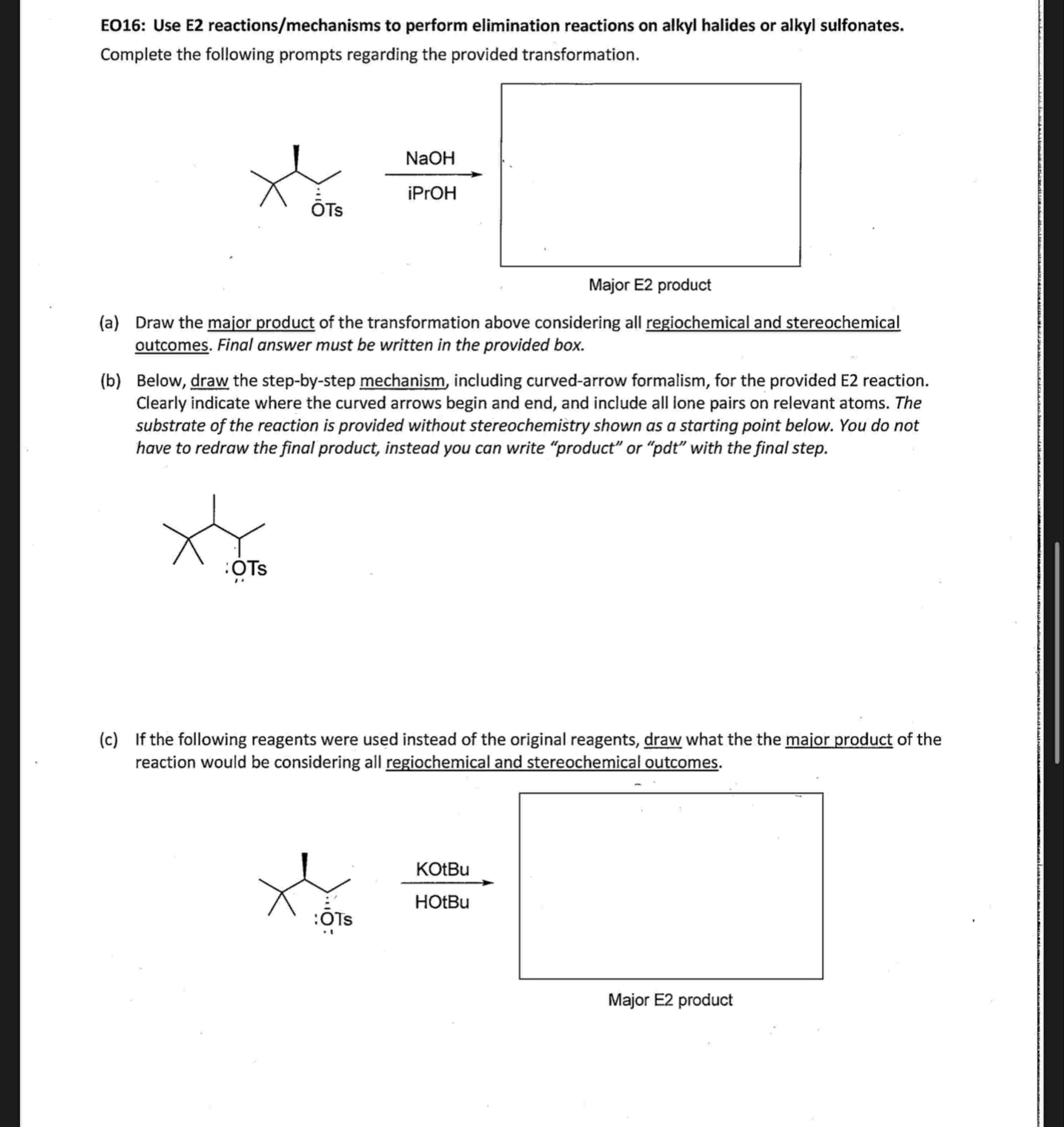 Solved Use E2 ﻿reactions/mechanisms to perform elimination | Chegg.com