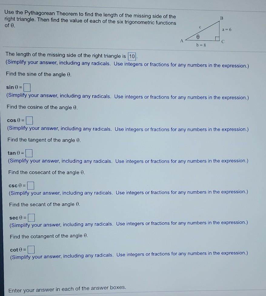 Solved Use the Pythagorean Theorem to find the length of the | Chegg.com