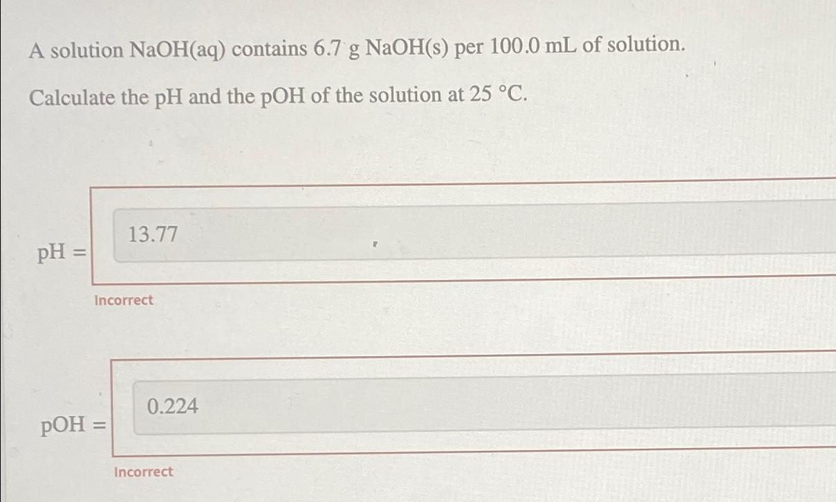 Solved A solution NaOH(aq) ﻿contains 6.7gNaOH(s) ﻿per | Chegg.com