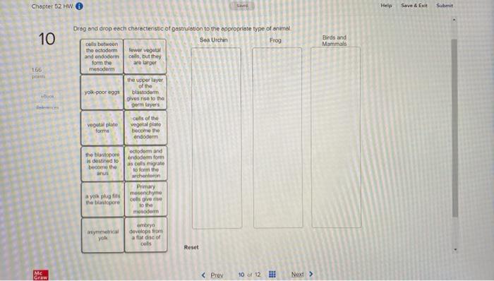 drag and drop each characteristic of gastrulation to | Chegg.com