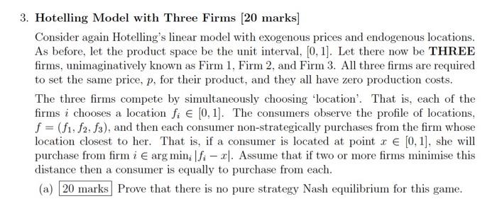 Solved Hotelling Model with Three Firms Consider again | Chegg.com