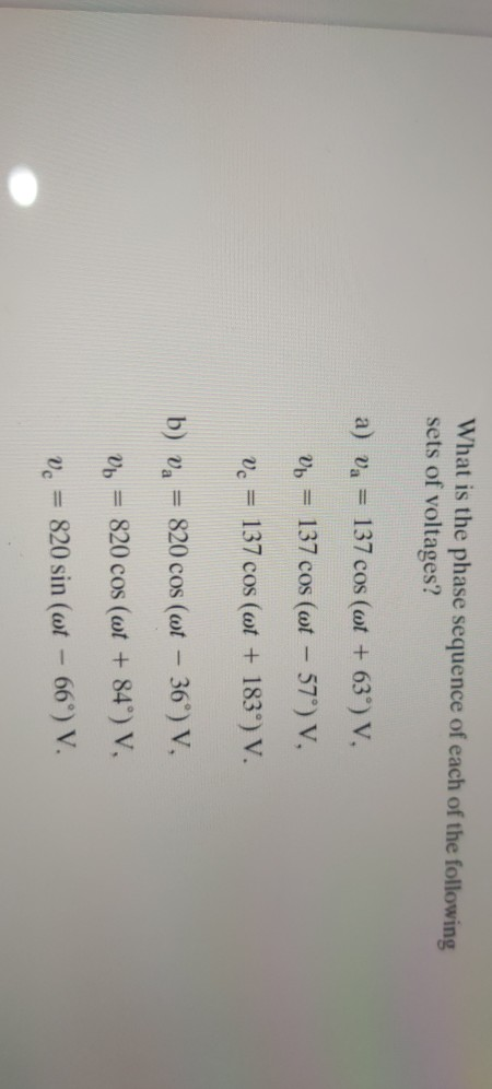 Solved What is the phase sequence of each of the following | Chegg.com