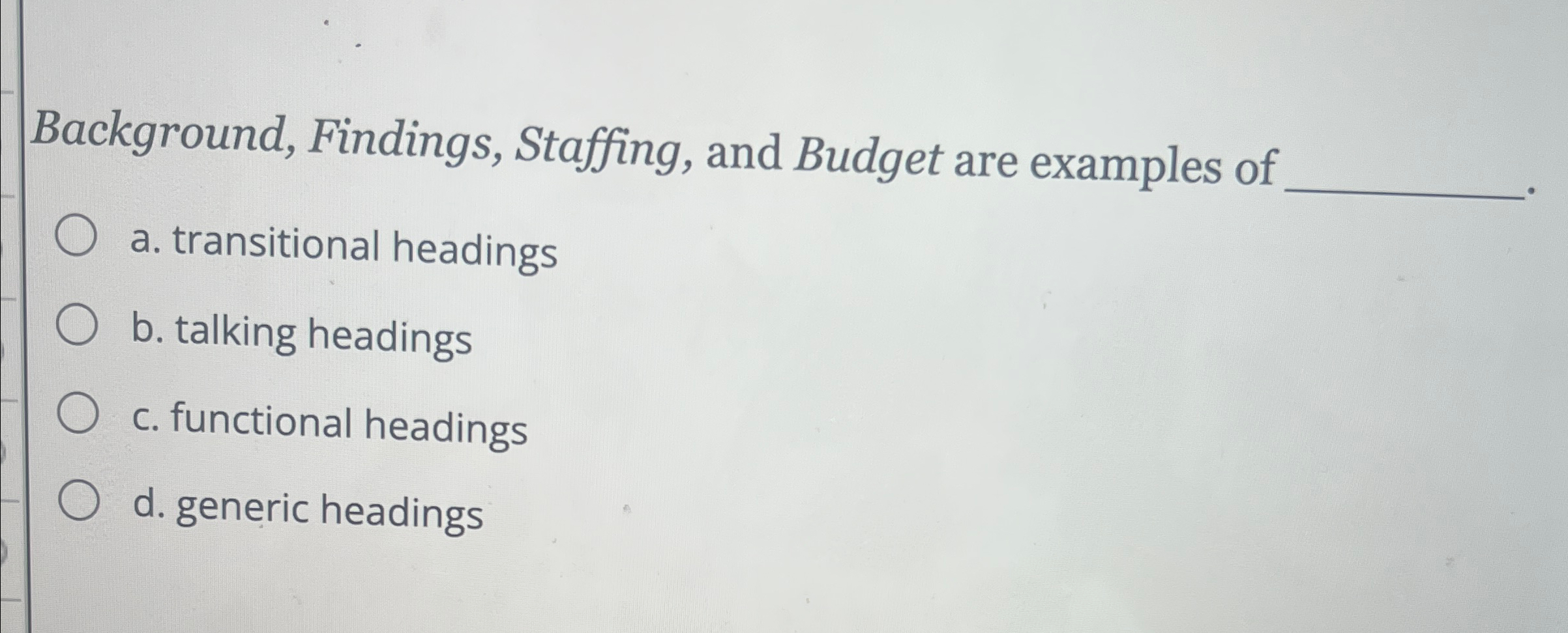 Solved Background, Findings, Staffing, and Budget are | Chegg.com