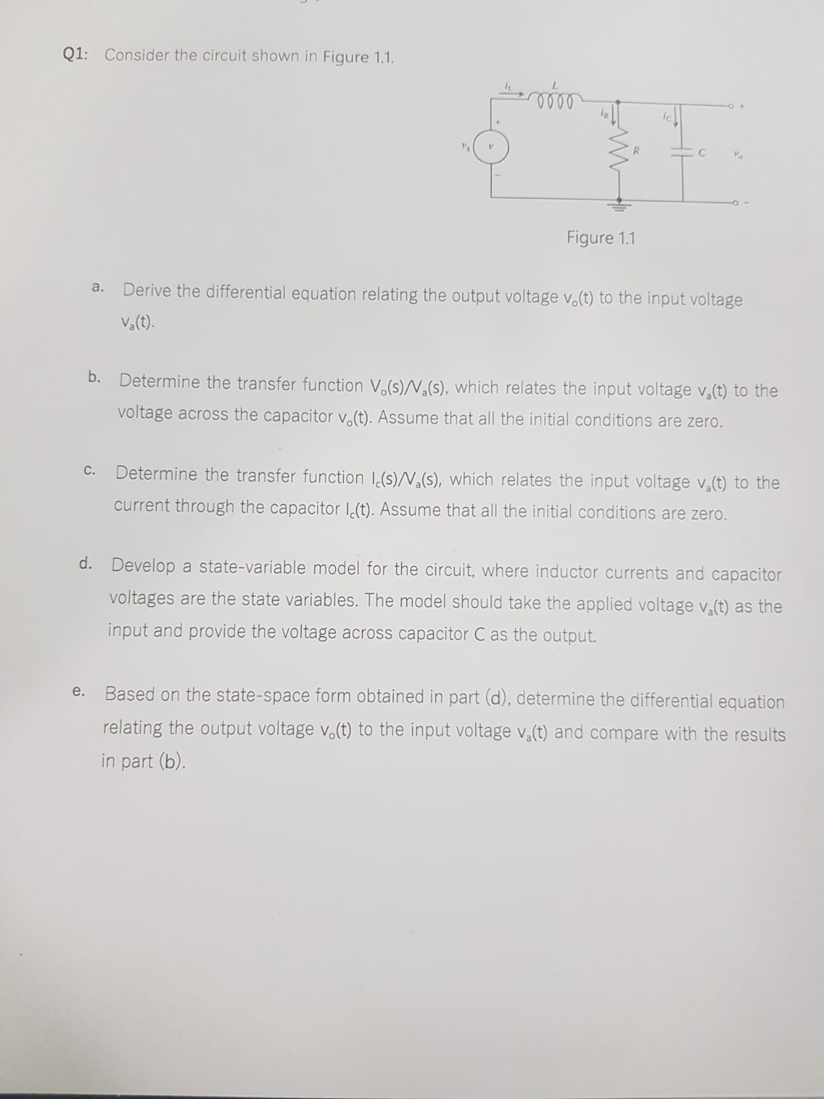Solved Q1: Consider the circuit shown in Figure 1.1.a. | Chegg.com