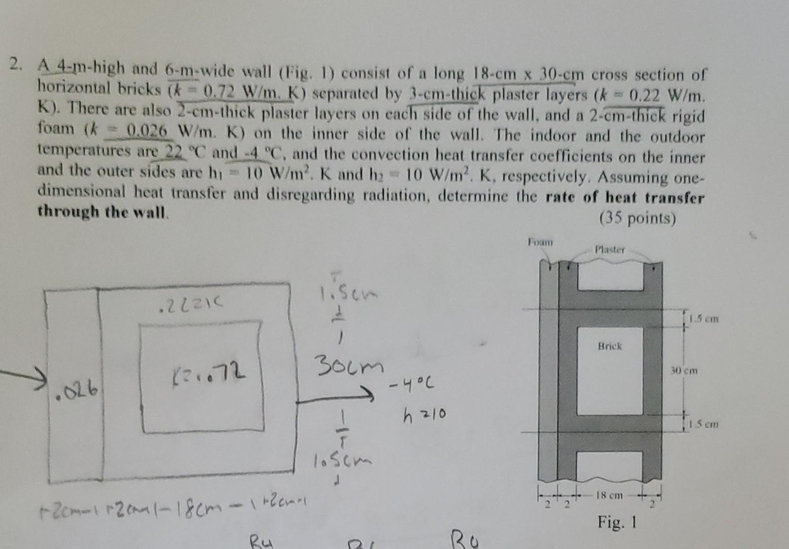 Solved 2. A 4-m-high and 6-m-wide wall (Fig. 1) consist of a | Chegg.com