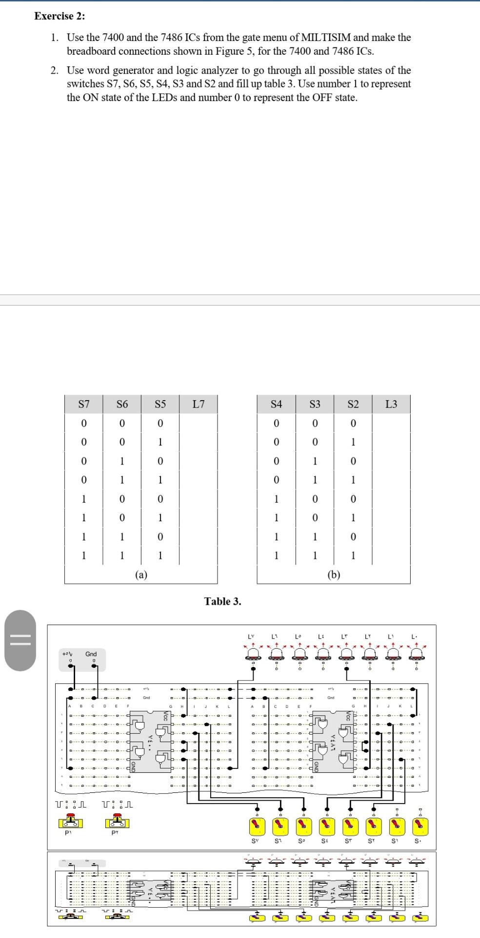 Solved Exercise 2: 1. Use the 7400 and the 7486 ICs from the | Chegg.com