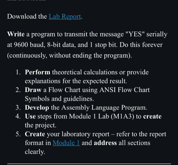 Download the Lab Report.Write a program to transmit | Chegg.com