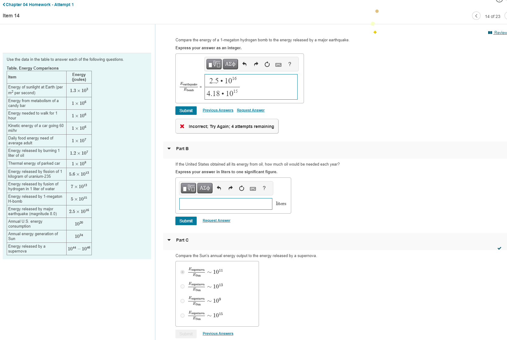 Solved Compare the energy of a 1-megaton hydrogen bomb to | Chegg.com