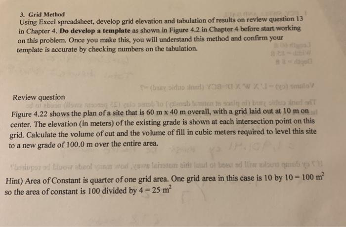 Solved 3. Grid Method Using Excel spreadsheet, develop grid | Chegg.com