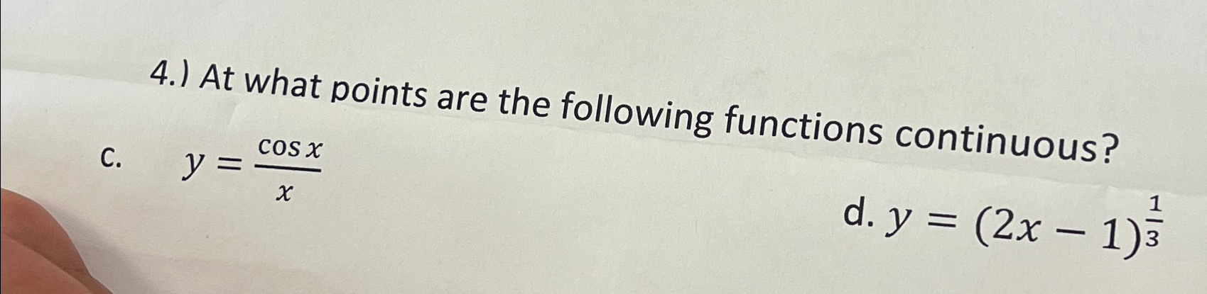 Solved 4.) ﻿At what points are the following functions | Chegg.com