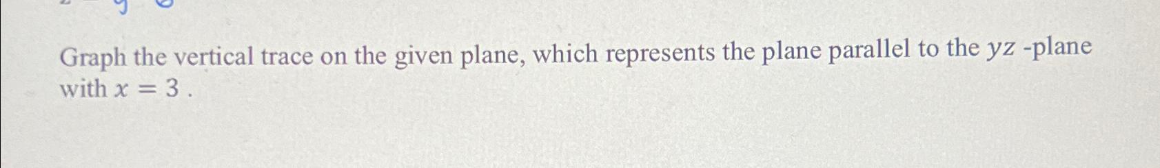 Solved Graph the vertical trace on the given plane, which | Chegg.com
