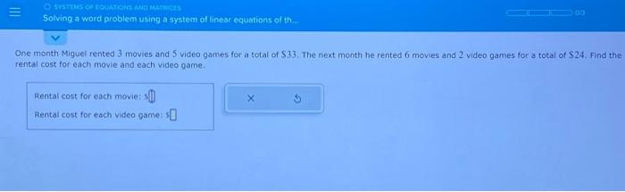 Solved Solving A Word Problem Using A System Of Lines