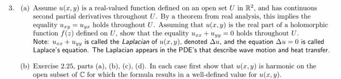Solved (a) Assume u(x,y) is a real-valued function defined | Chegg.com