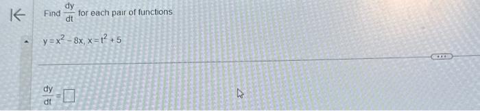 Solved 1← Find dtdy for each pair of functions | Chegg.com