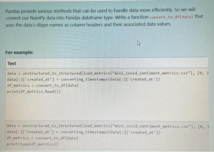 Solved Pandas provide various methods that can be used to | Chegg.com