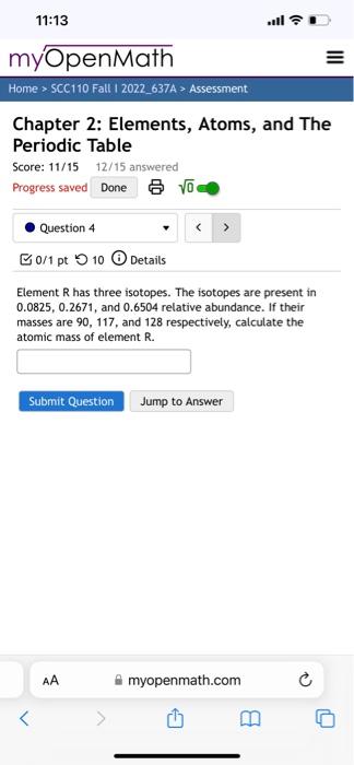 Solved Element R has three isotopes. The isotopes are | Chegg.com
